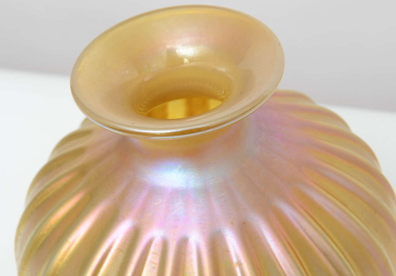 Gold Iridescent Murano Vase at 1stDibs