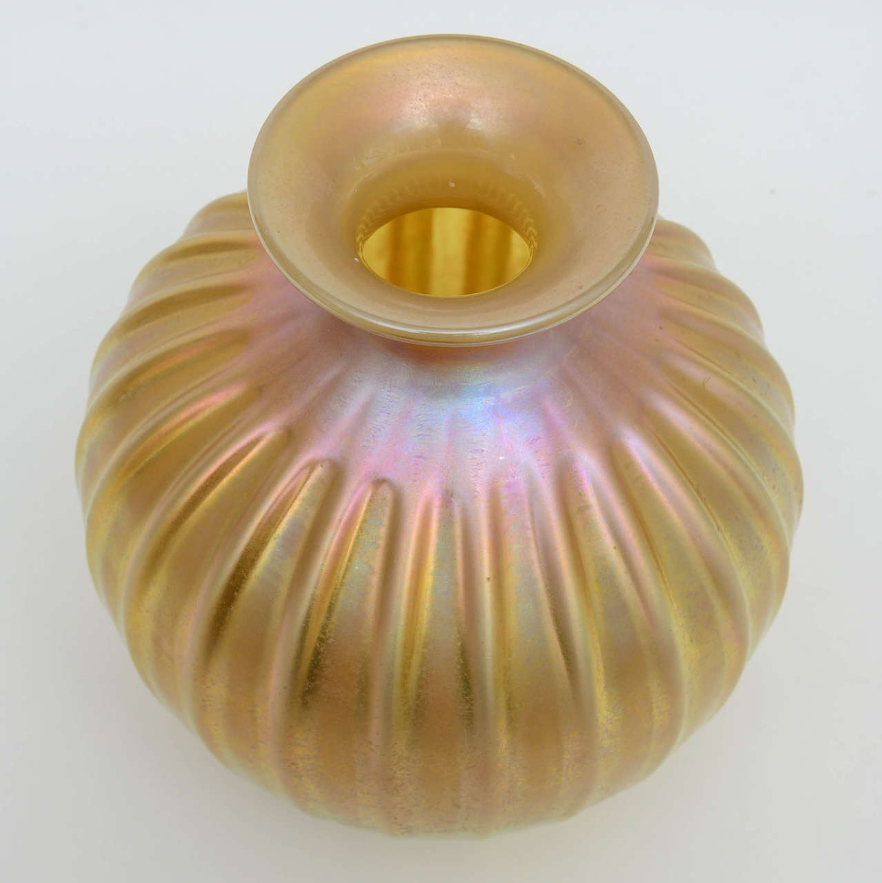 Gold Iridescent Murano Vase at 1stDibs
