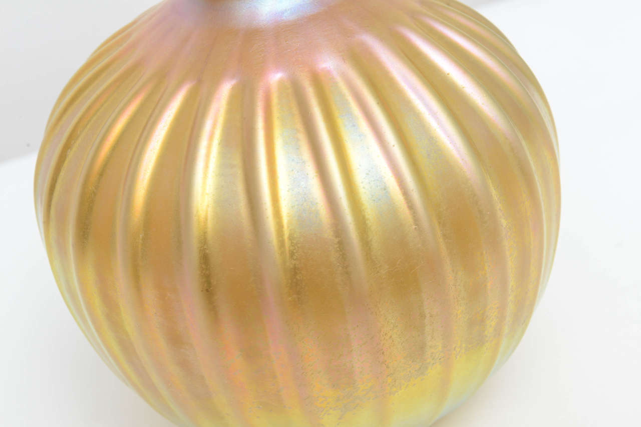 Gold Iridescent Murano Vase at 1stDibs