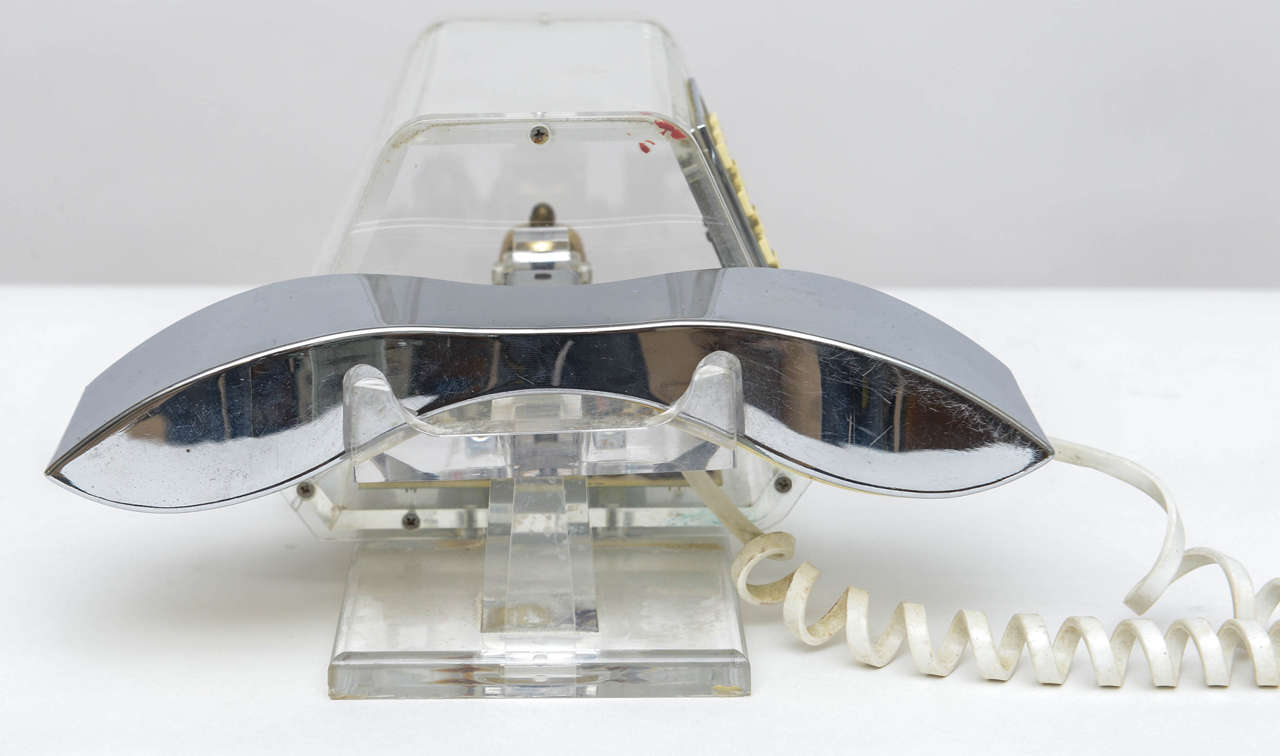 Mid-Century Modern Chrome and Lucite-Acrylic Push Button Phone by ...