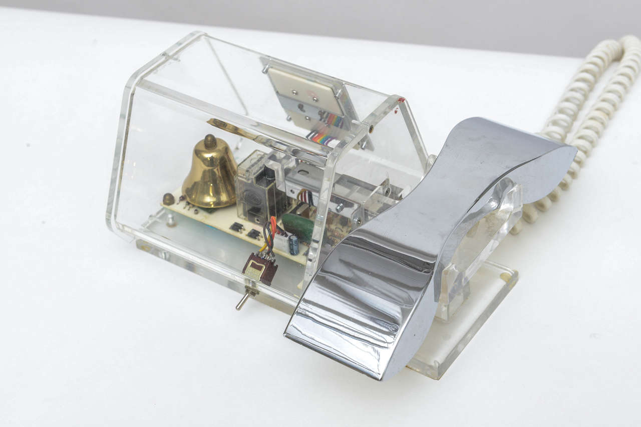 Mid-Century Modern Chrome and Lucite-Acrylic Push Button Phone by ...