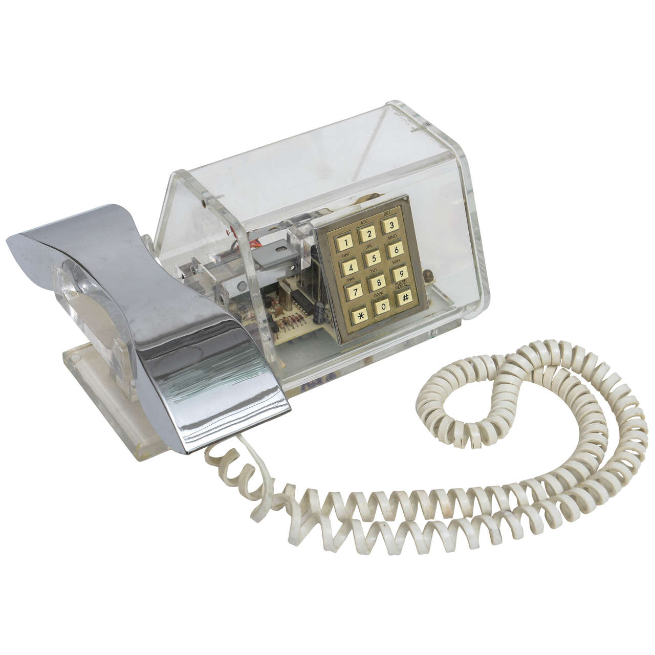 Mid-Century Modern Chrome and Lucite-Acrylic Push Button Phone by ...