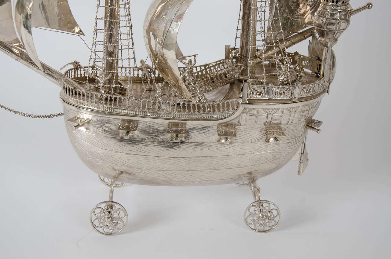 Large Silver Table Nef by Ludwig Neresheimer and Co. For Sale at 1stDibs