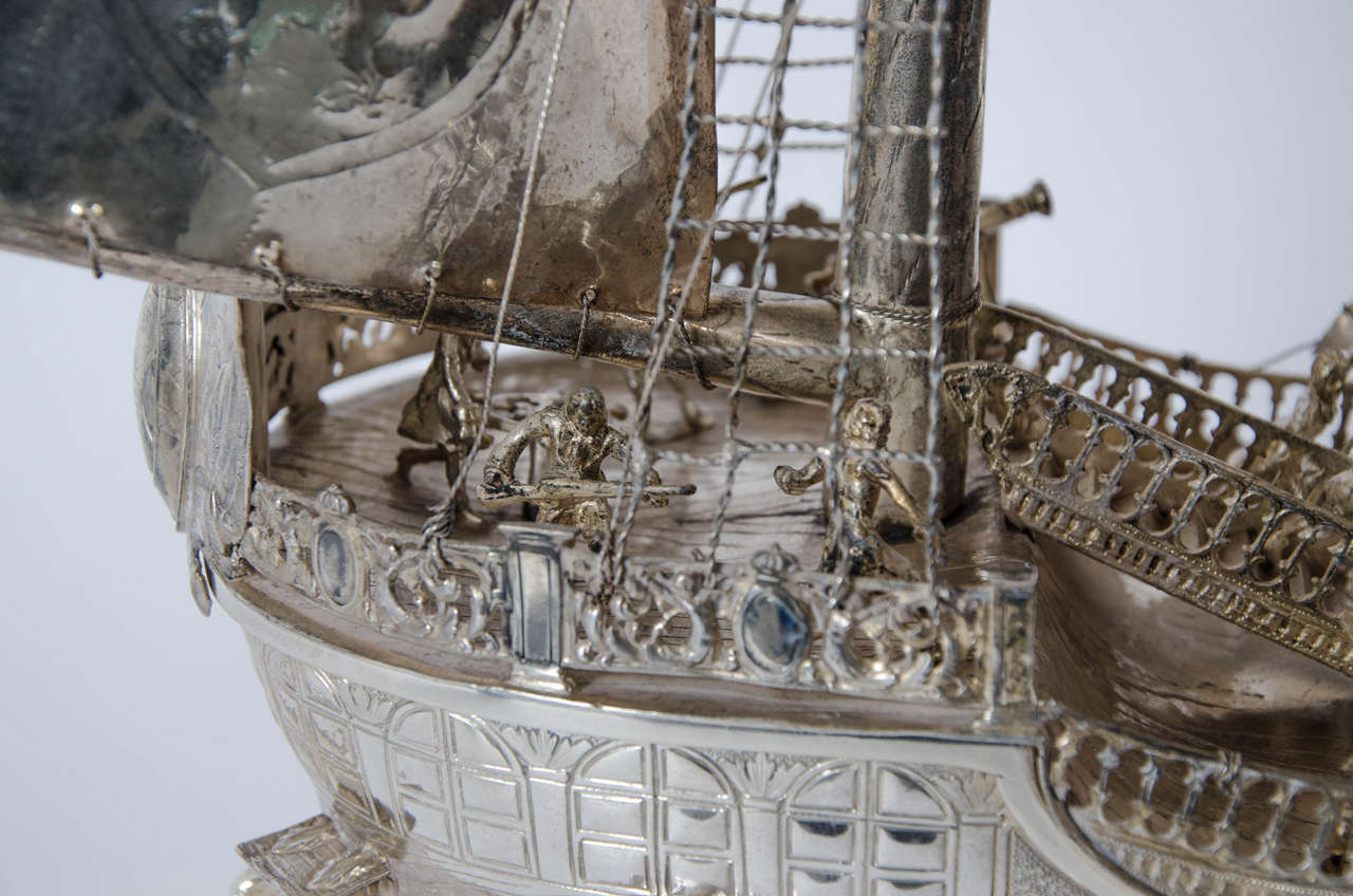 Large Silver Table Nef by Ludwig Neresheimer and Co. For Sale at 1stDibs