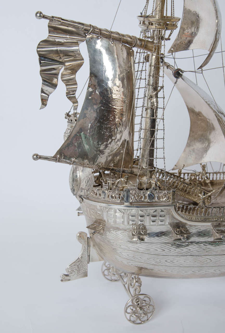 Large Silver Table Nef by Ludwig Neresheimer and Co. For Sale at 1stDibs