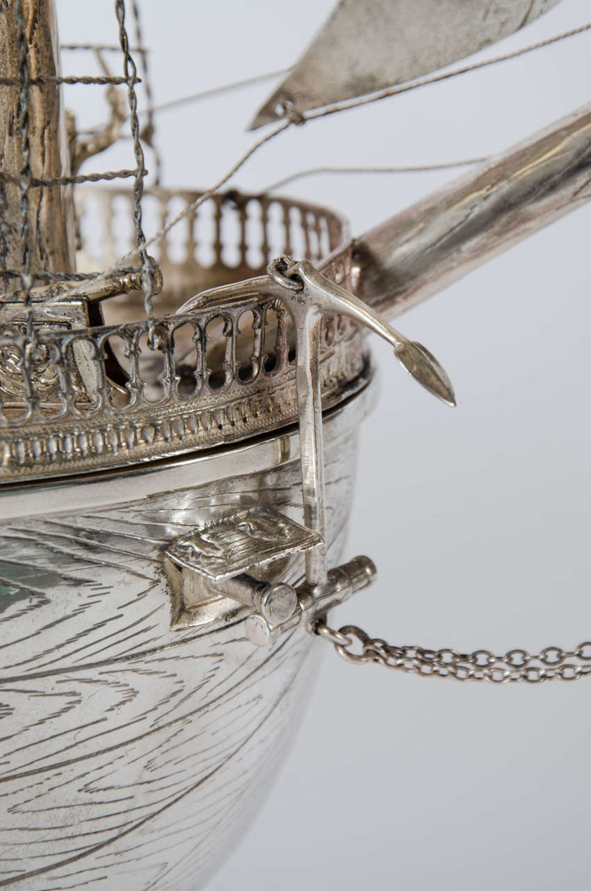 Large Silver Table Nef by Ludwig Neresheimer and Co. For Sale at 1stDibs