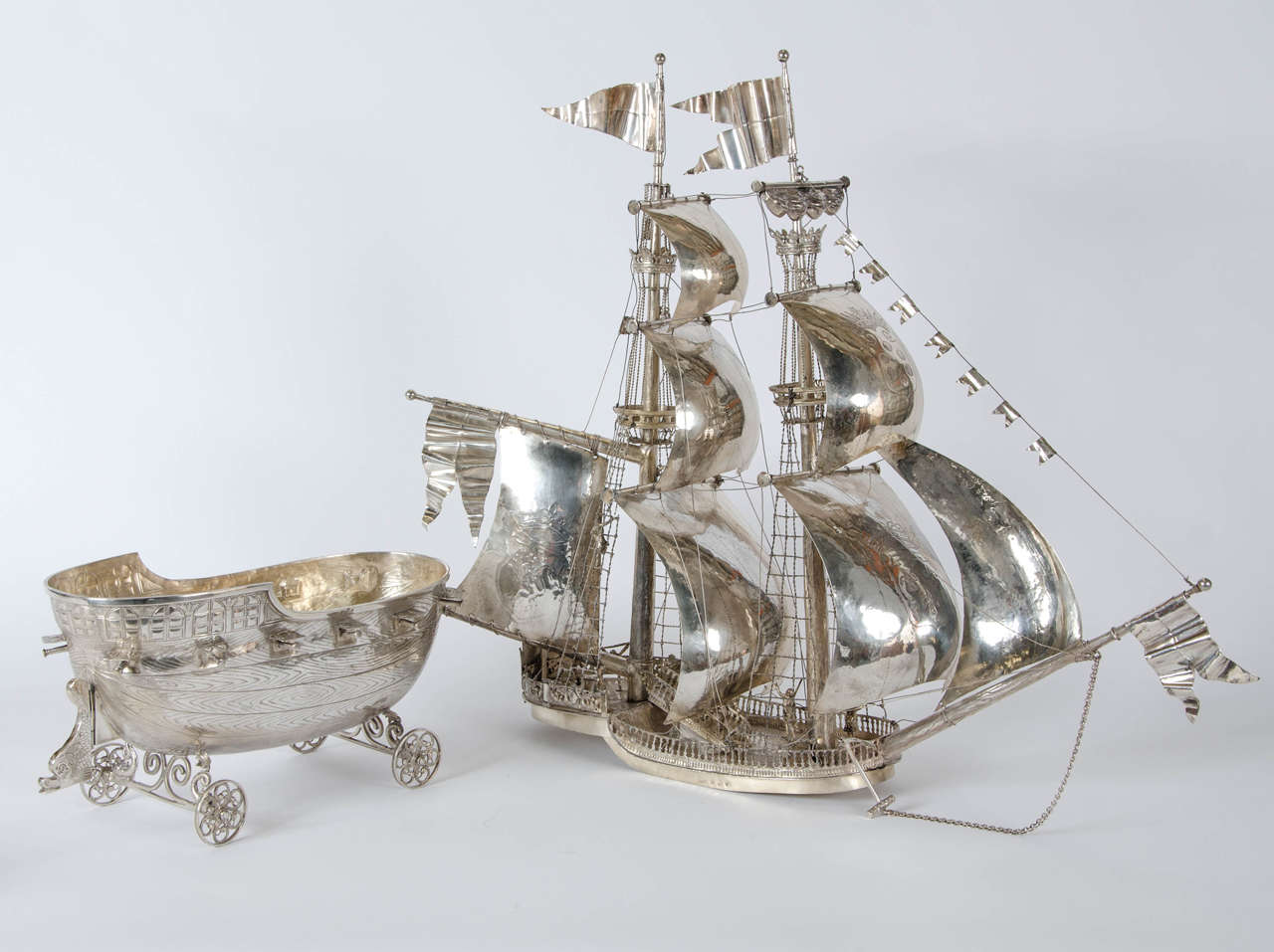 Large Silver Table Nef by Ludwig Neresheimer and Co. For Sale at 1stDibs