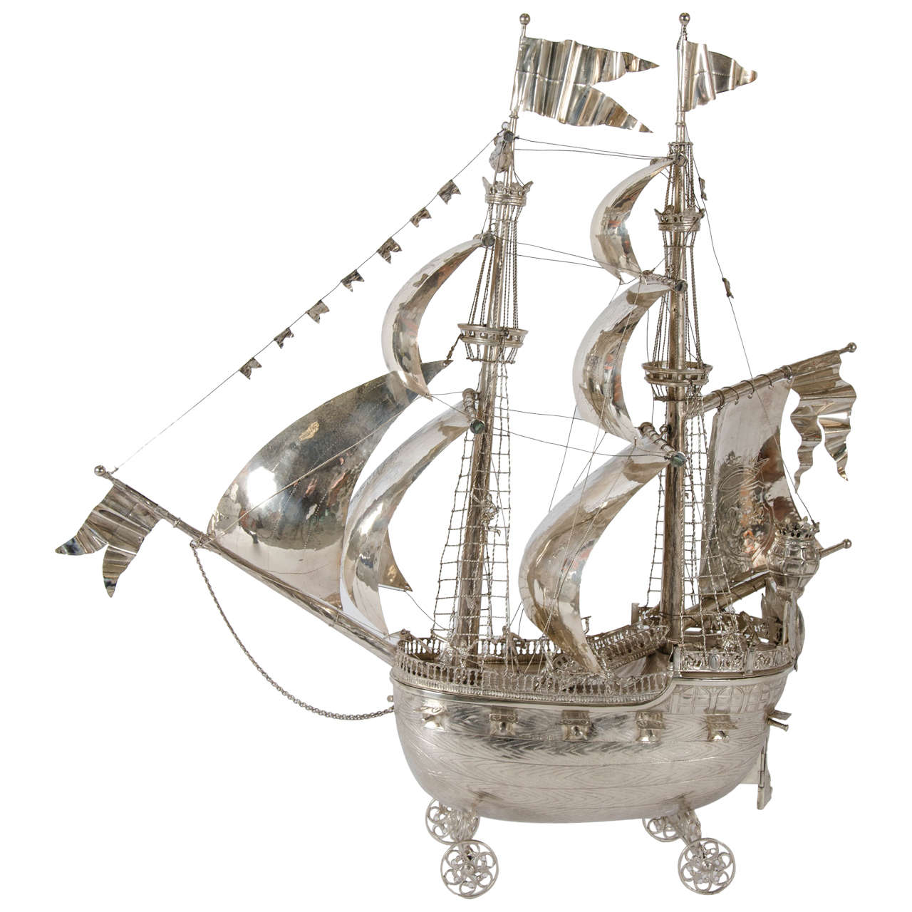 Large Silver Table Nef by Ludwig Neresheimer and Co. For Sale at 1stDibs