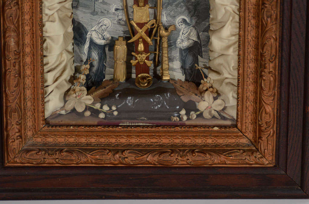 Antique Victorian Shadowbox with Religious Crucifix Scene, c. 1850's ...