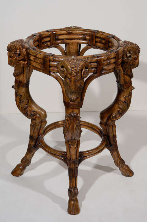 Exceptional Rams Head Carved Wood Center Table at 1stDibs