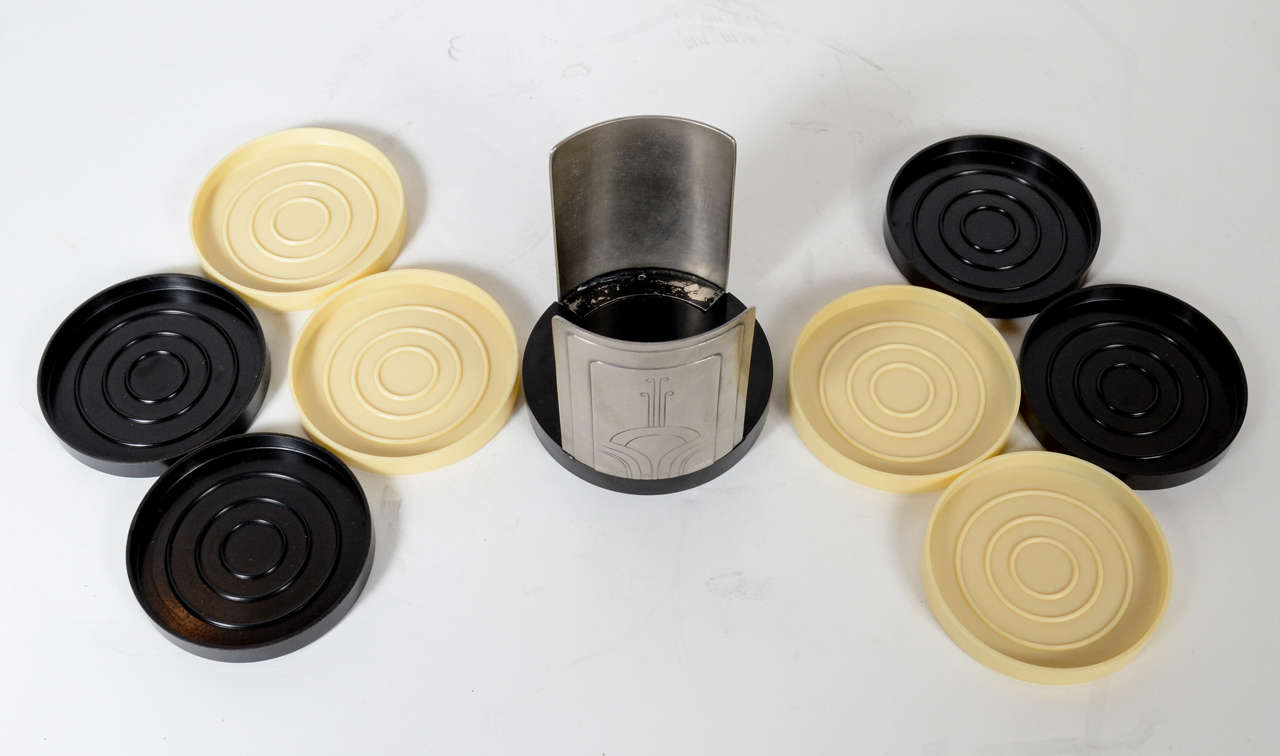 Gorgeous Art Deco Bakelite and Chrome Coaster Set at 1stDibs