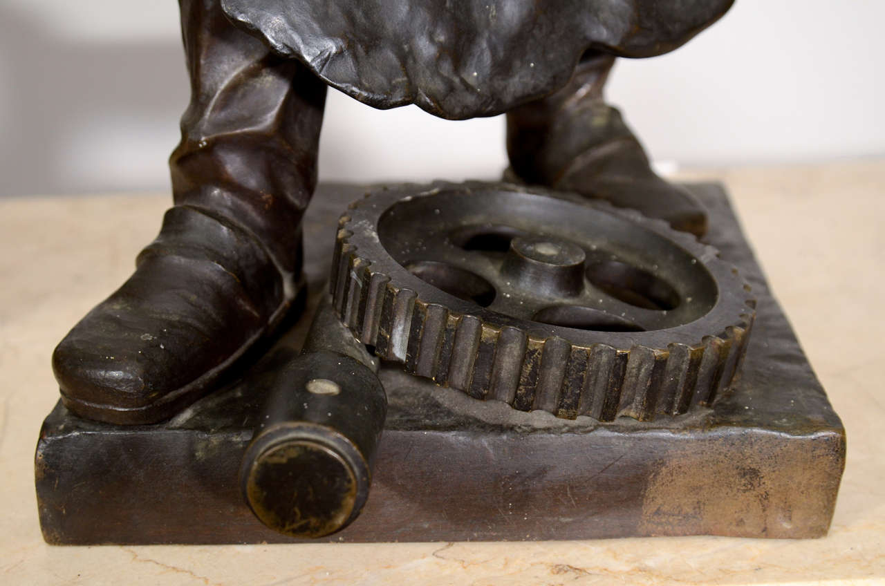 Large Bronze German Statue of Industrial Worker, Julius Schmidt-Felling ...