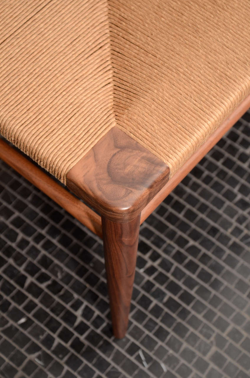 Hand Woven Rush Bench by Smilow Design at 1stDibs | straw seat bench