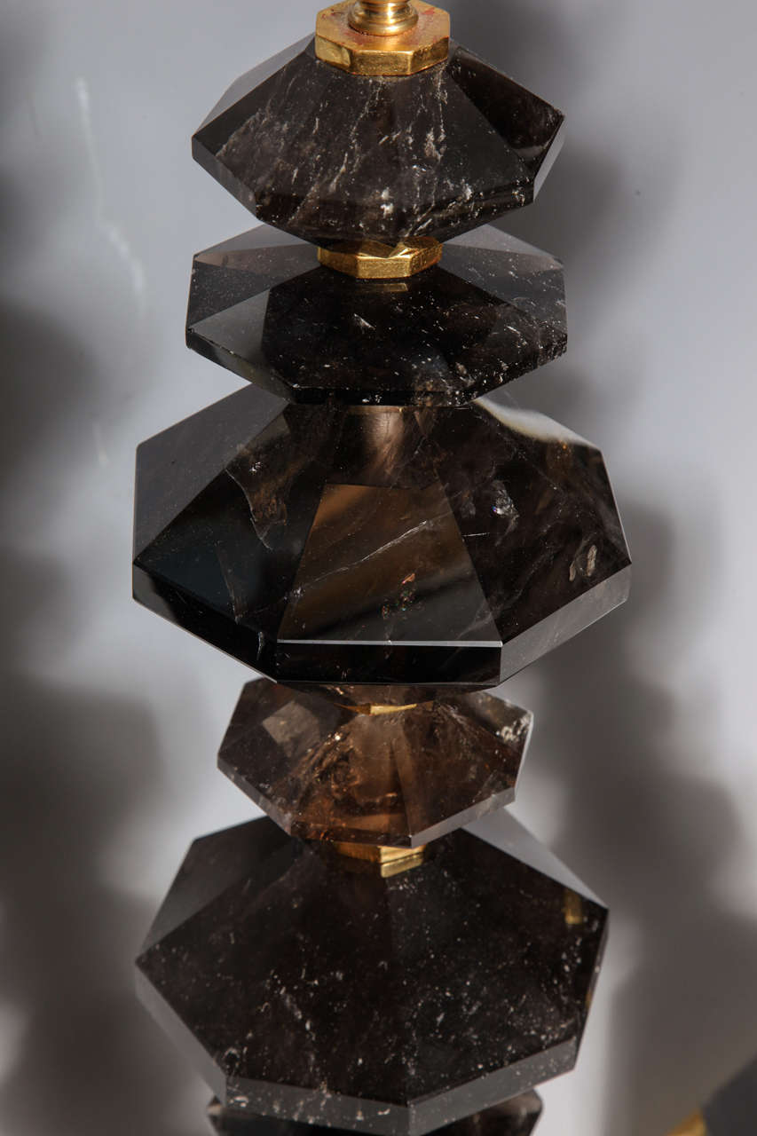 Fine Pair of Smoky Rock Crystal Quartz Table Lamps at 1stDibs
