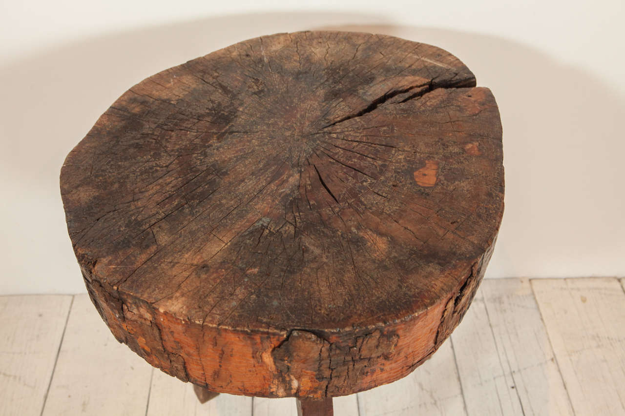 Rustic Wood Block Tall Side Table at 1stDibs | rustic wood side table ...