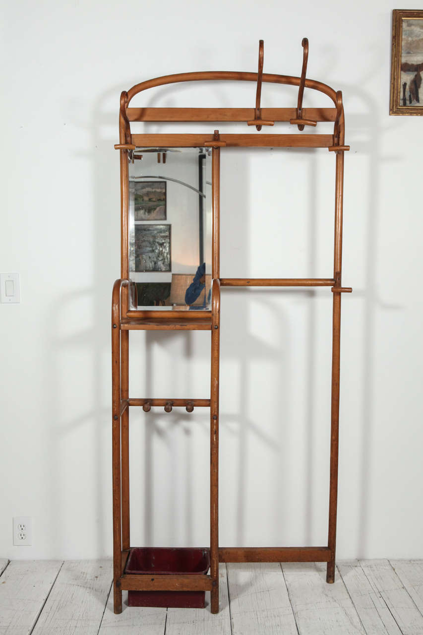 Bentwood Thonet Coat Rack and Umbrella Stand with Mirror at 1stDibs