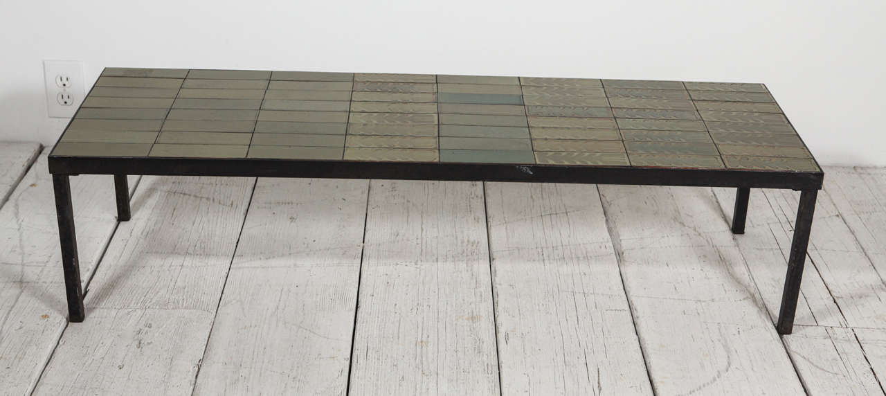 Roger Capron Ceramic Green Tile Low Table at 1stDibs