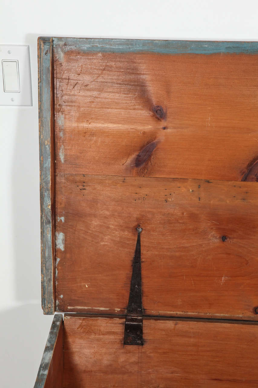 Tall Rustic Blue Blanket Chest / Trunk at 1stDibs