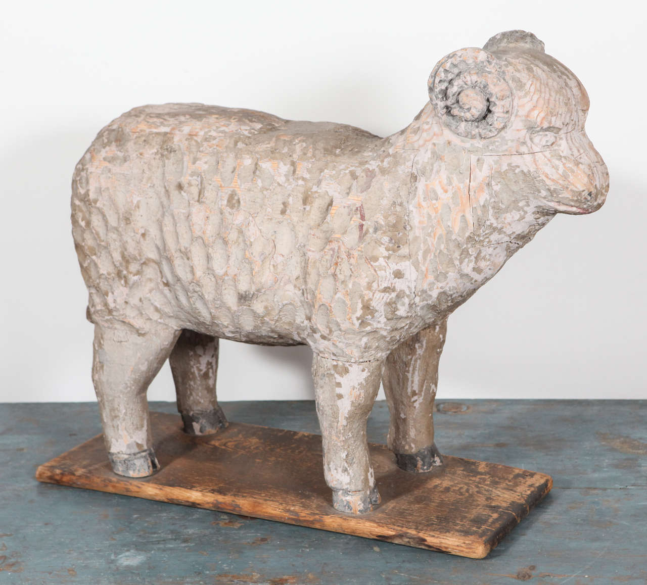 Vintage Carved Wooden Ram at 1stDibs