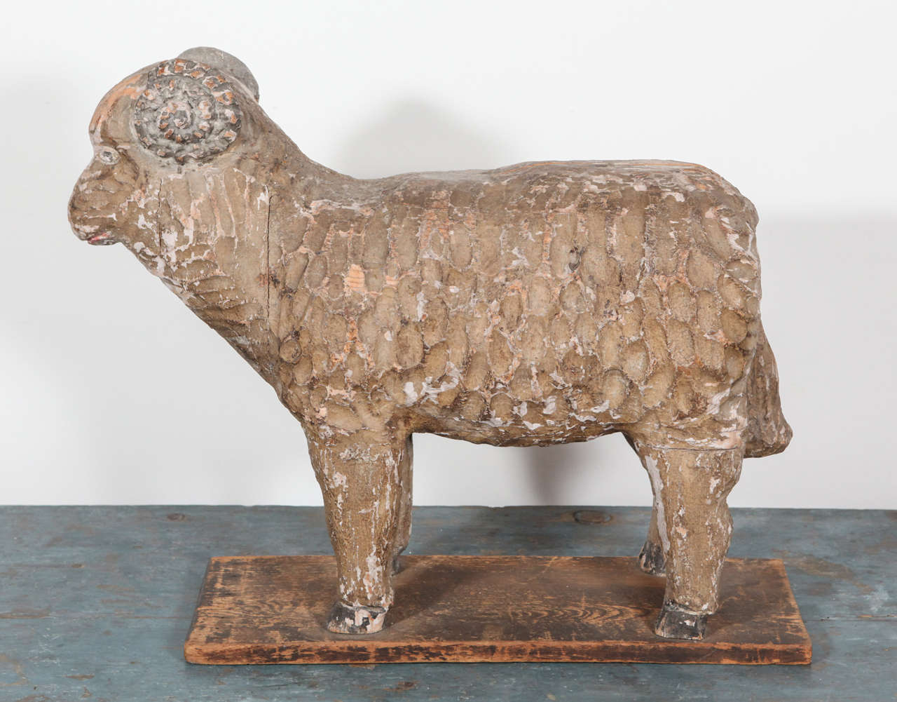 Vintage Carved Wooden Ram at 1stDibs