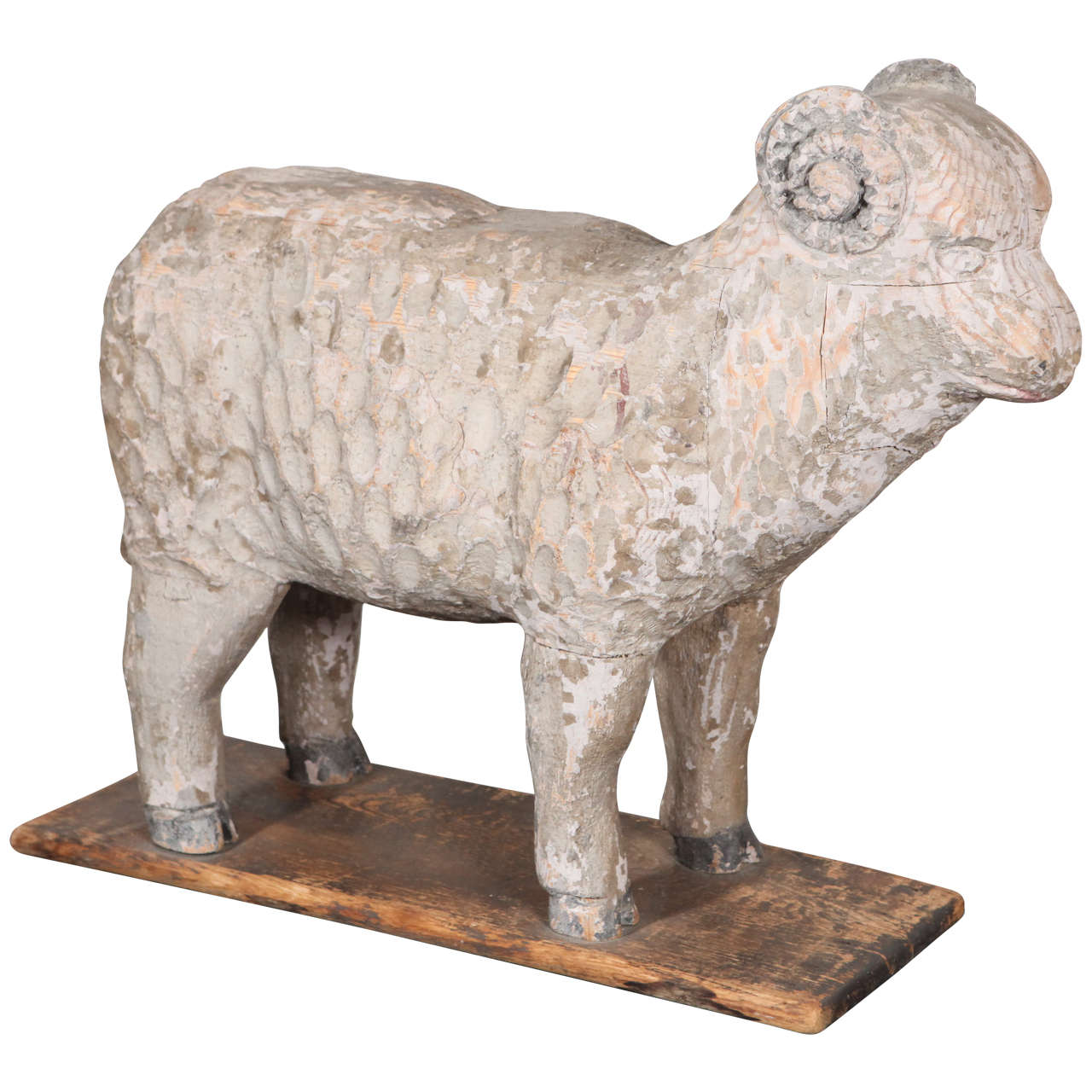 Vintage Carved Wooden Ram at 1stDibs