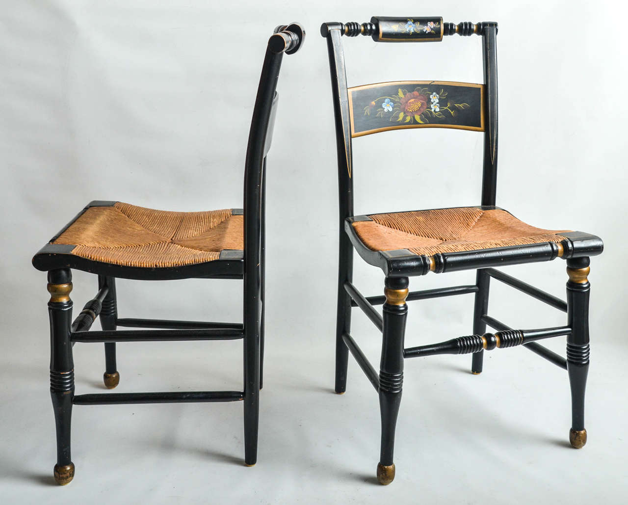Pair of Hitchcock Style Painted Rush Seat Chairs at 1stDibs | hitchcock ...