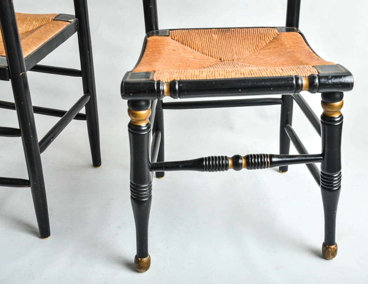 Pair of Hitchcock Style Painted Rush Seat Chairs at 1stDibs | hitchcock ...