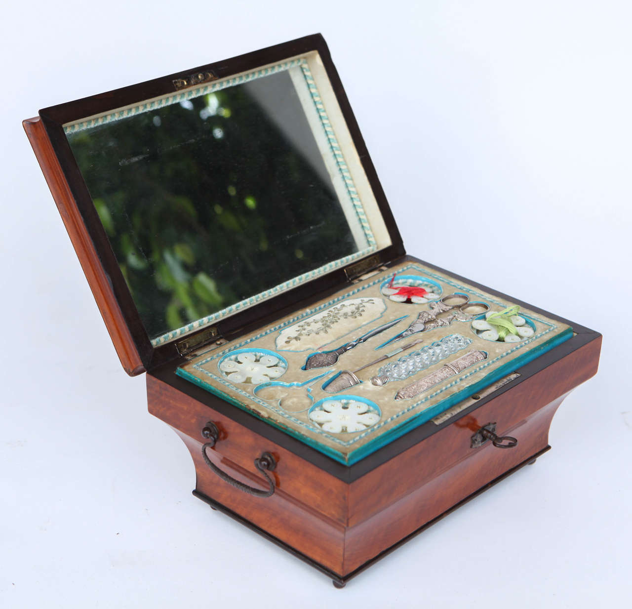 19th Century English Burl Walnut Sewing Box at 1stDibs