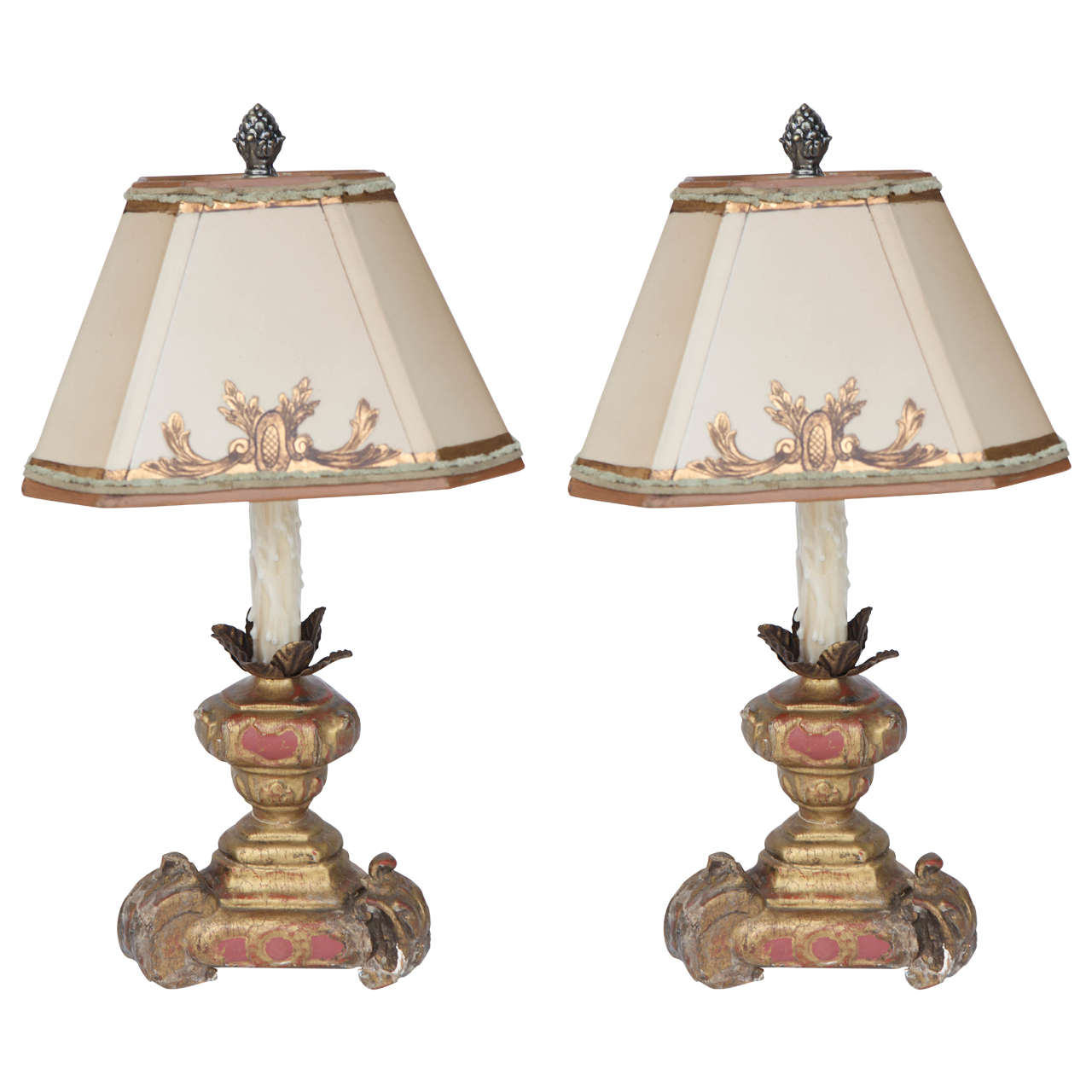 Pair of 19th Century French Provincial Candle Lamps at 1stDibs