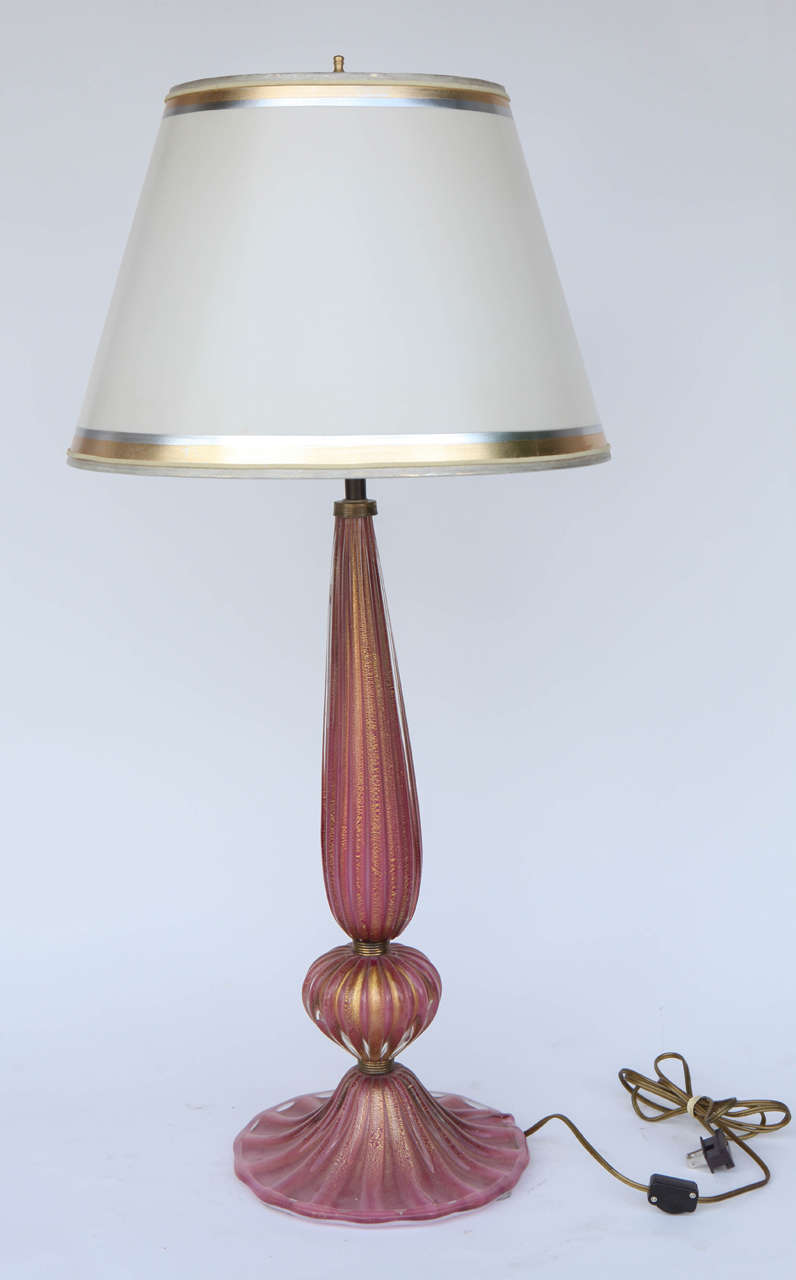 Pair of Midcentury Italian Murano Fuchsia Lamps at 1stDibs