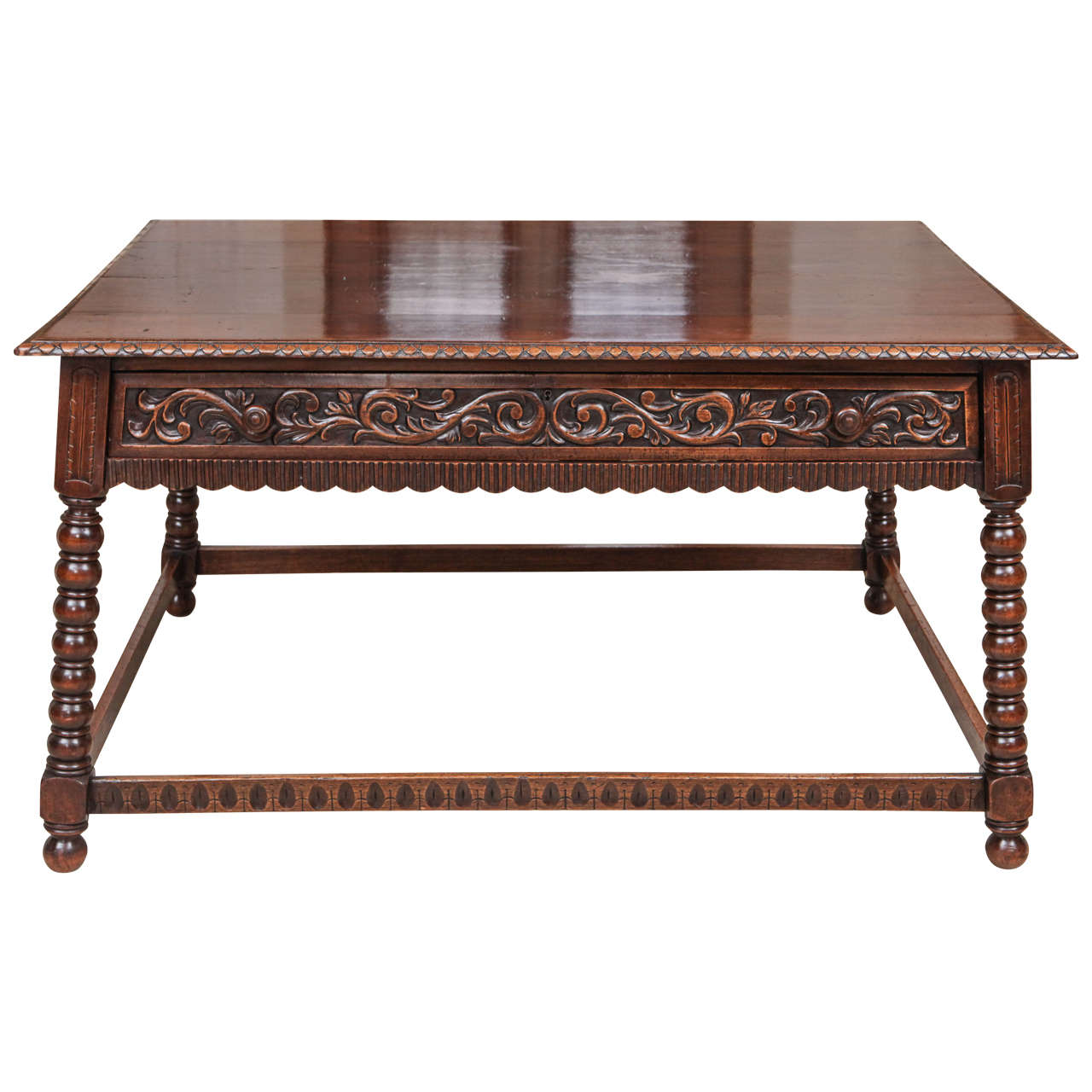 19th Century Italian Walnut Library Table with Single Drawer For Sale ...