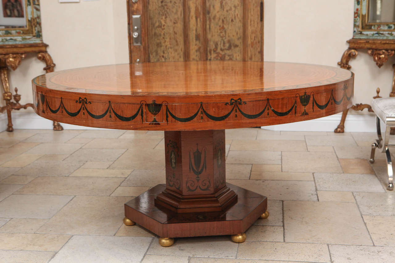 19th Century Edward Caldwell Round Satinwood Dining Table For Sale at ...