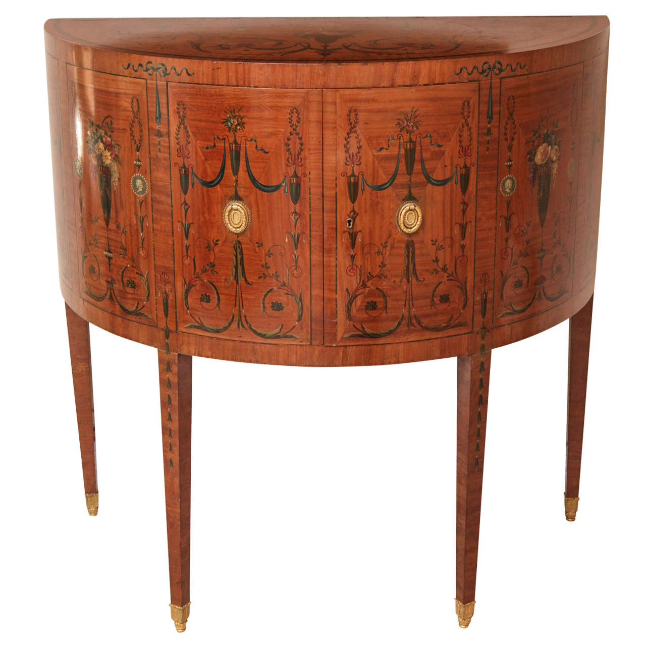 19th Century Edward Caldwell Satinwood Demilune Console Table For Sale ...