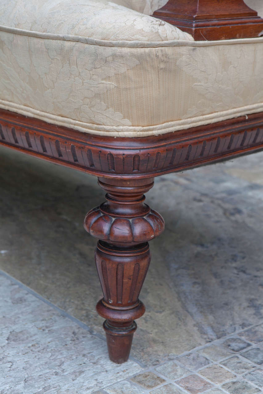 19th Century American Mahogany Settee with Dolphin Arms at 1stDibs