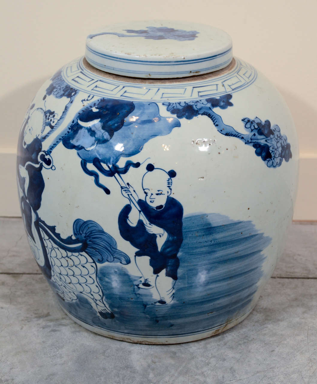 Large Porcelain Covered Jar at 1stDibs