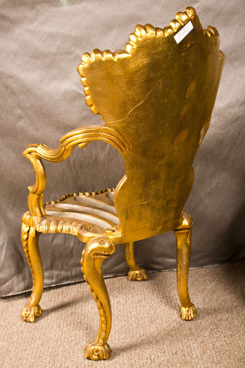 Spectacular French Rococo Style Armchairs and Stool by Jansen at 1stDibs