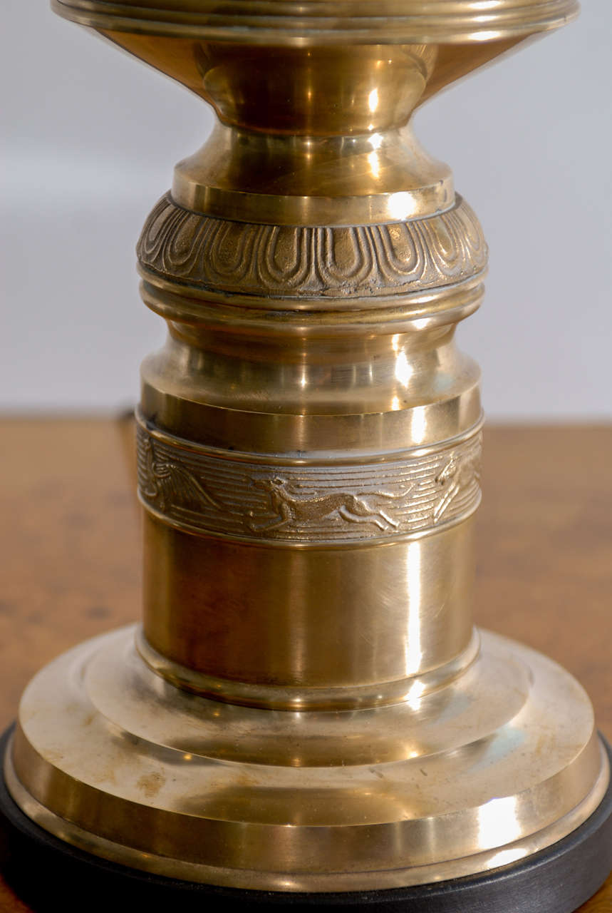 Beautiful Pair of Marbro Style Monumental Brass Lamps For Sale at 1stDibs