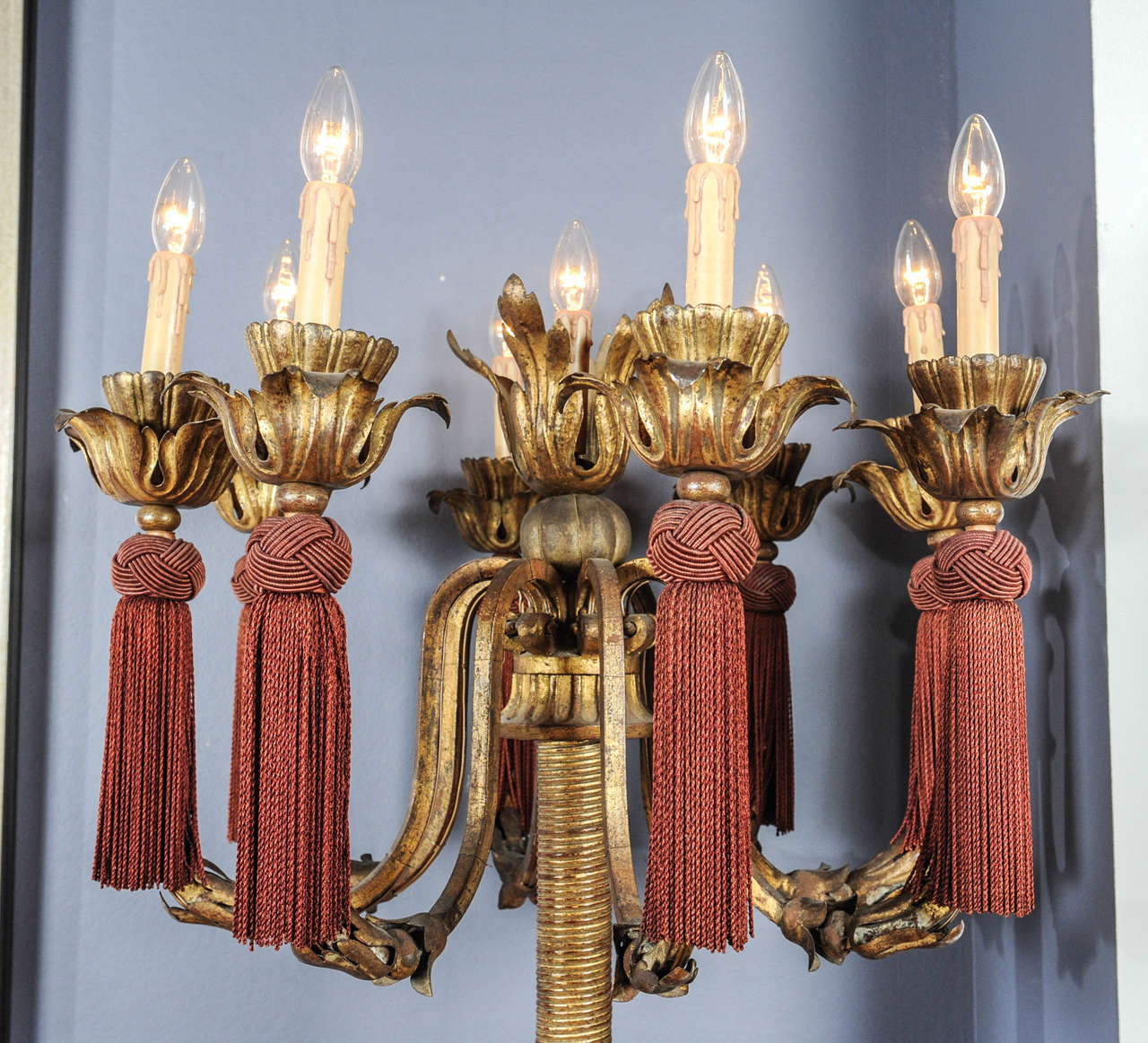 A live size standing candelabra 6-light floor light at 1stDibs