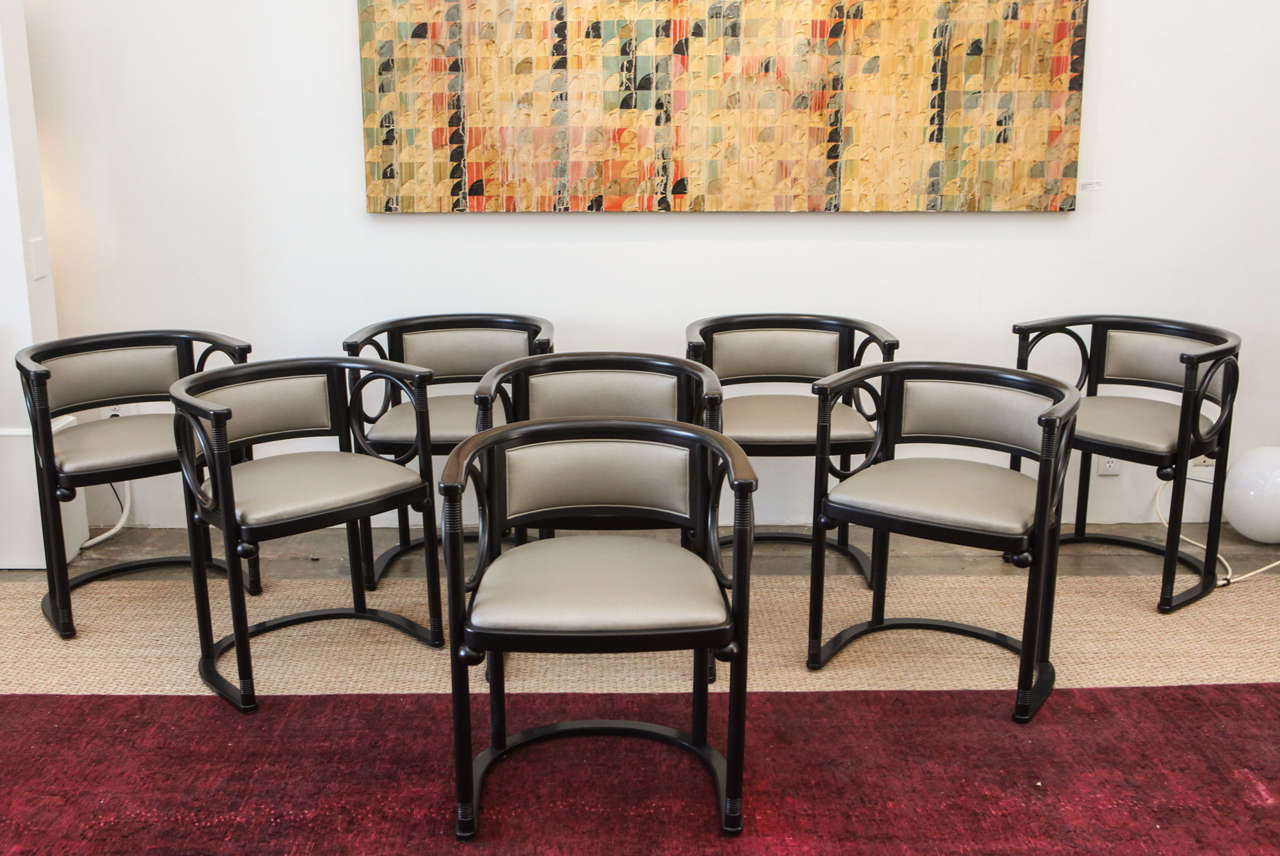Set of Eight Black Josef Hoffman Dining Chairs at 1stDibs