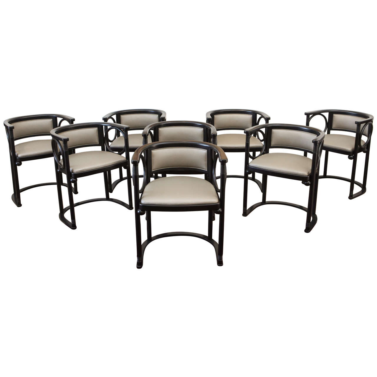 Set of Eight Black Josef Hoffman Dining Chairs at 1stDibs