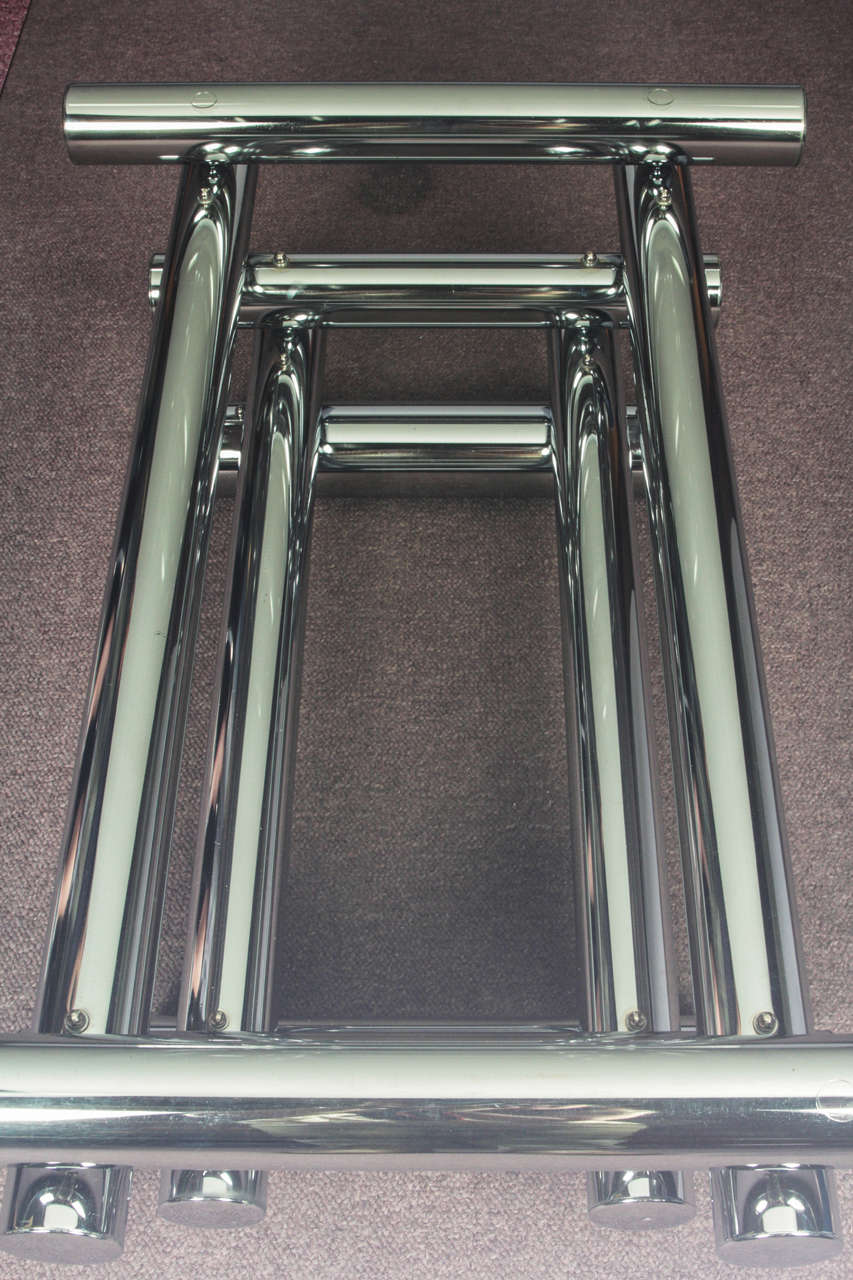 Mid-Century Modern Tubular, Tiered Metal Coffee Table with Glass Top at ...