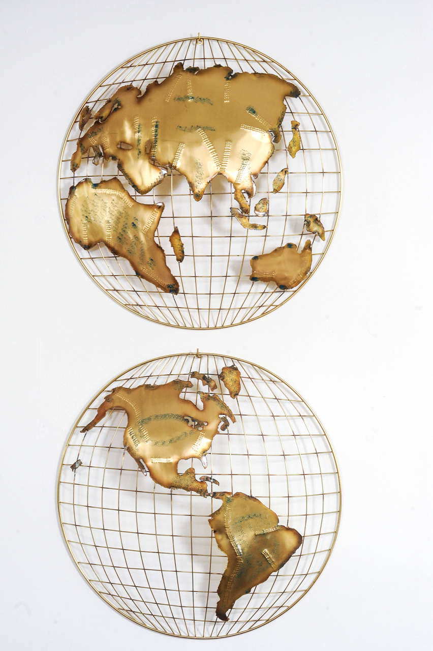 'The World' Brass Map by Curtis Jeré at 1stDibs
