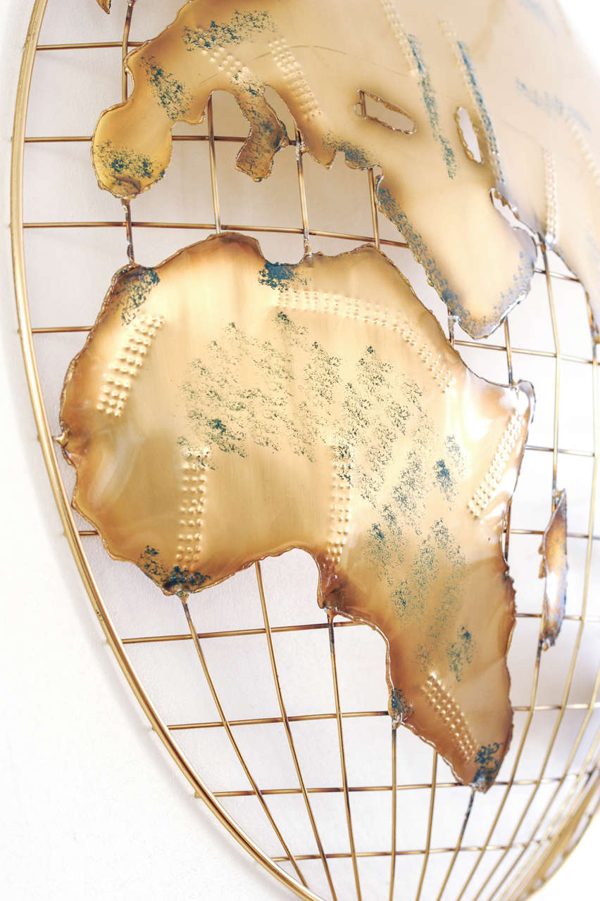 'The World' Brass Map by Curtis Jeré at 1stDibs