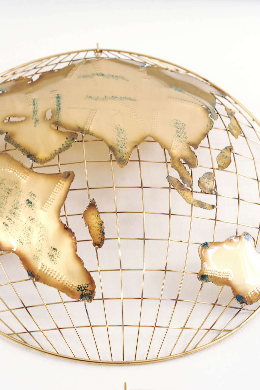 'The World' Brass Map by Curtis Jeré at 1stDibs