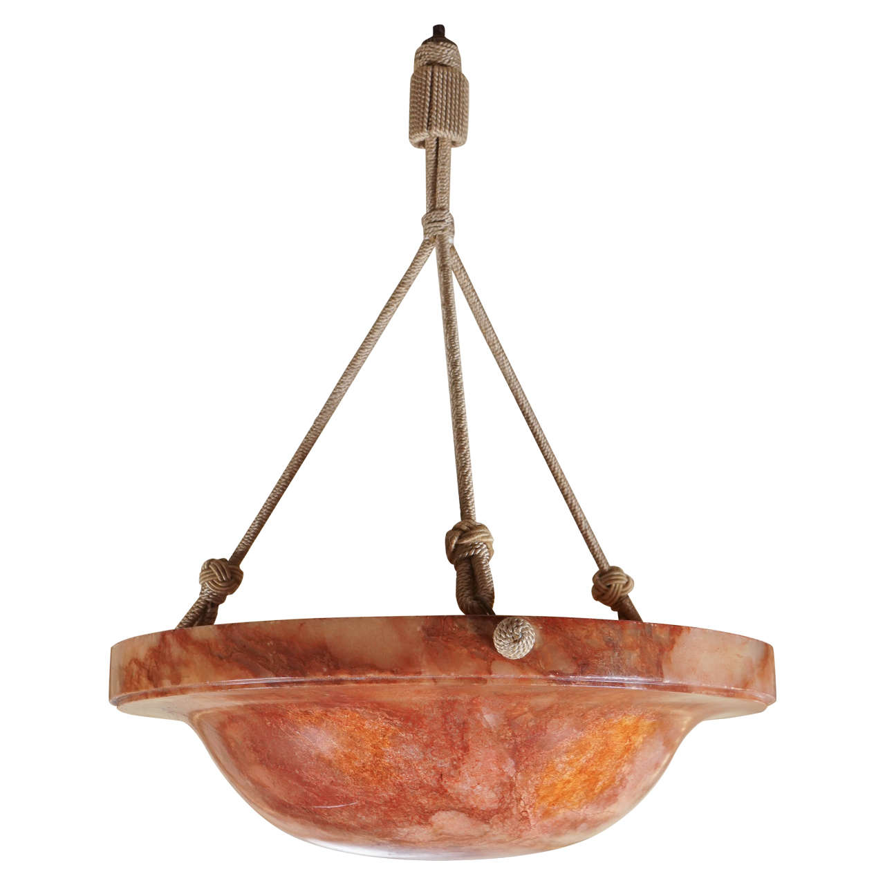 French Art Deco Period Carved Alabaster Bowl Light Fixture at 1stDibs