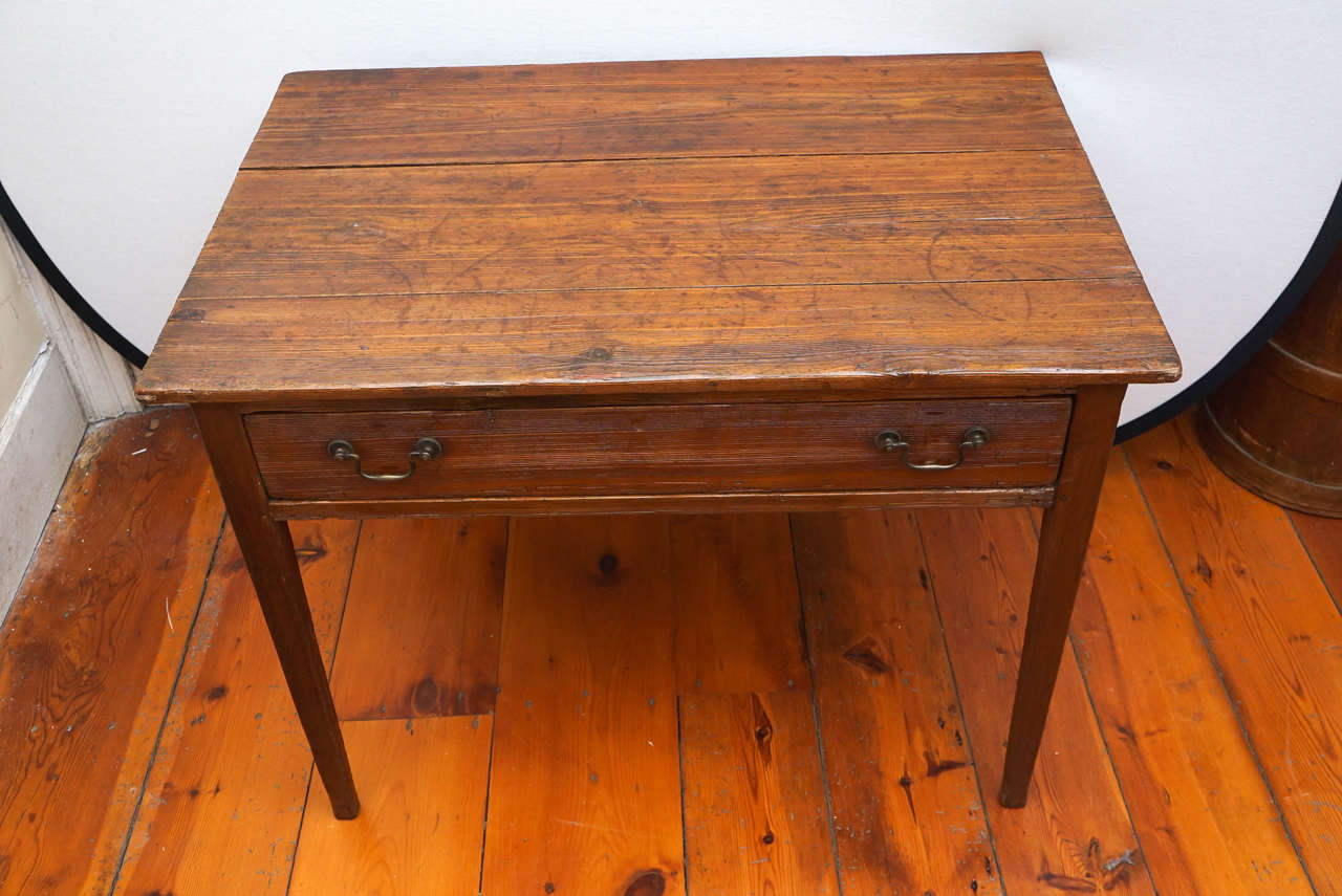 American Pine Single Drawer Side Table at 1stDibs