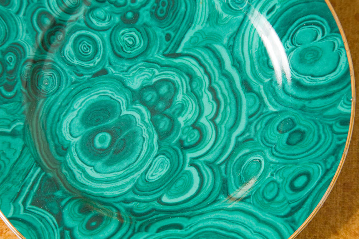 Set of Four Ceramic Malachite Plates from Neiman Marcus at 1stDibs