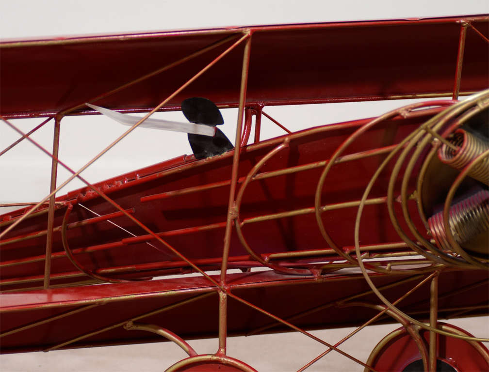Fantastic Red Enamel "Biplane" Wall Sculpture by Curtis Jere For Sale ...