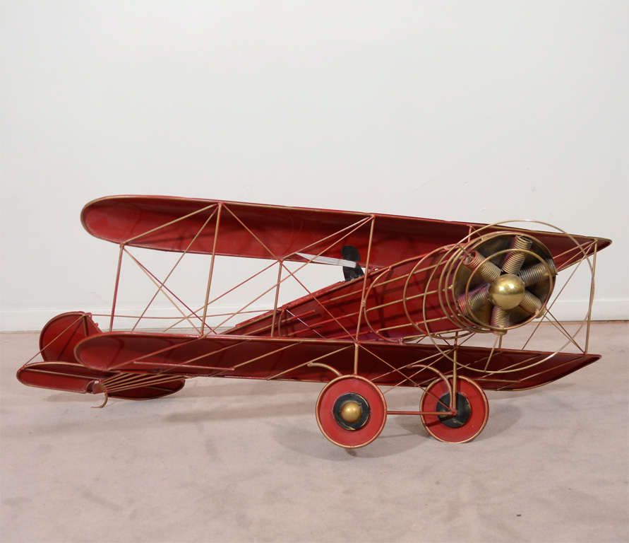 Fantastic Red Enamel "Biplane" Wall Sculpture by Curtis Jere For Sale ...