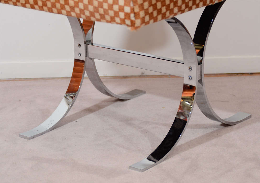 Pair of Mid Century X-Base Checkered Stools by Milo Baughman at 1stdibs